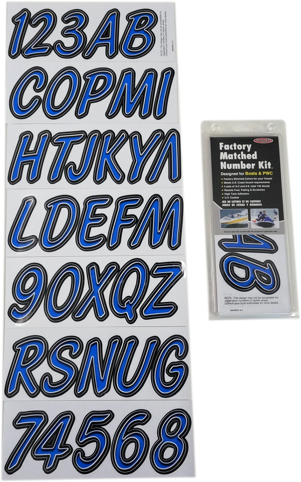 Blue Black Boat Lettering Registration Numbers 400